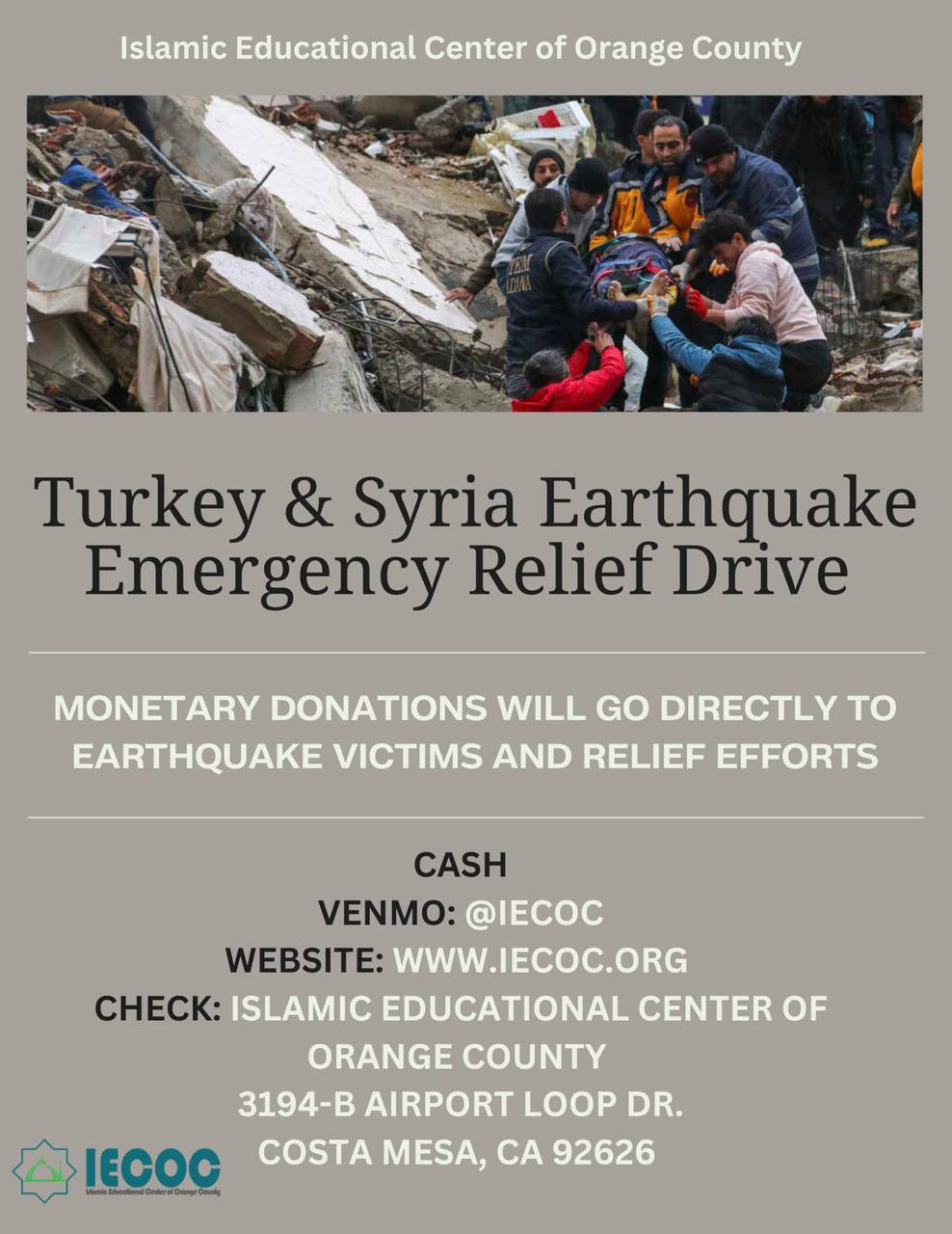 Turkey and Syria Earthquake Emergency Relief Drive